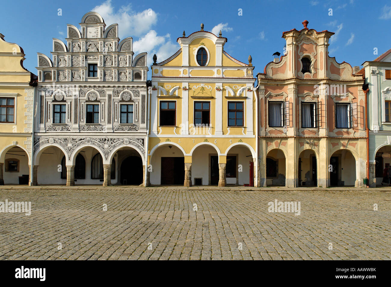Historic old town of Telc, Unesco World Heritage Site, South Moravia ...