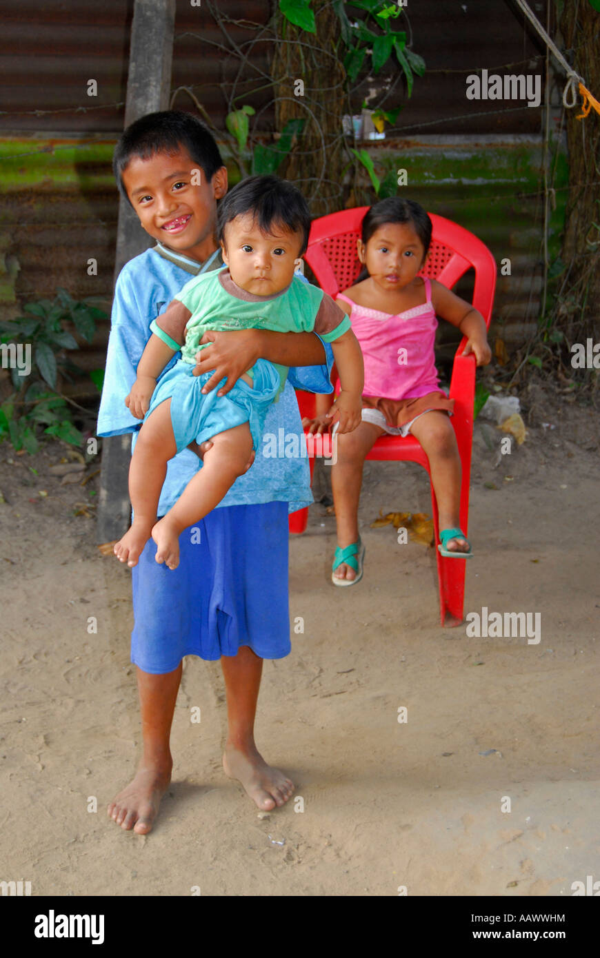 Indigenous children in Livingstone, Guatemala, Central America Stock ...