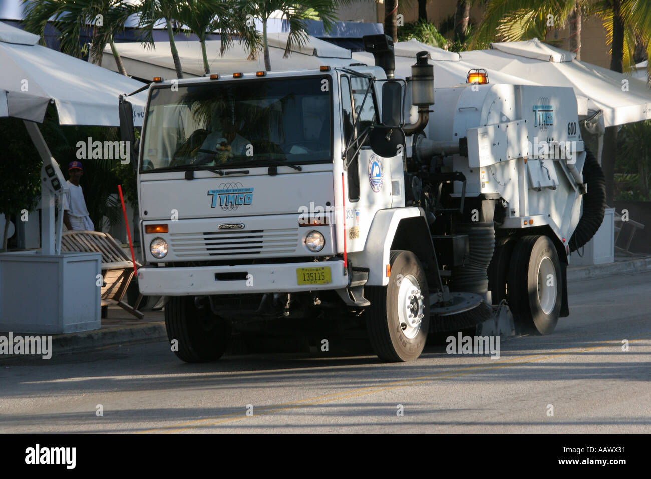 Miami Beach Florida,South Beach,Ocean Drive,street sweeper,visitors ...