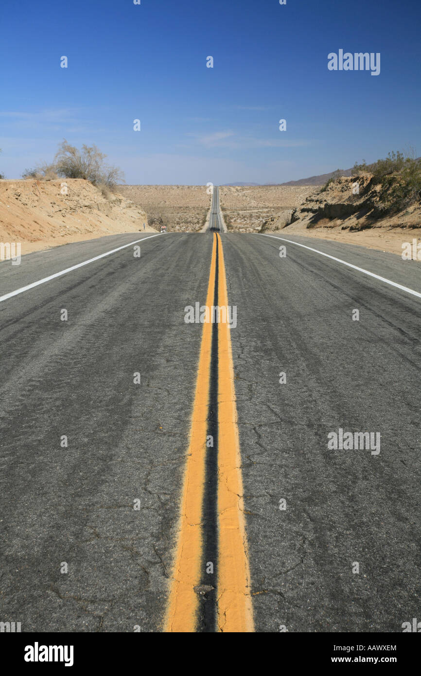 Straight road in the Anza Borrego Desert, California, USA Stock Photo ...