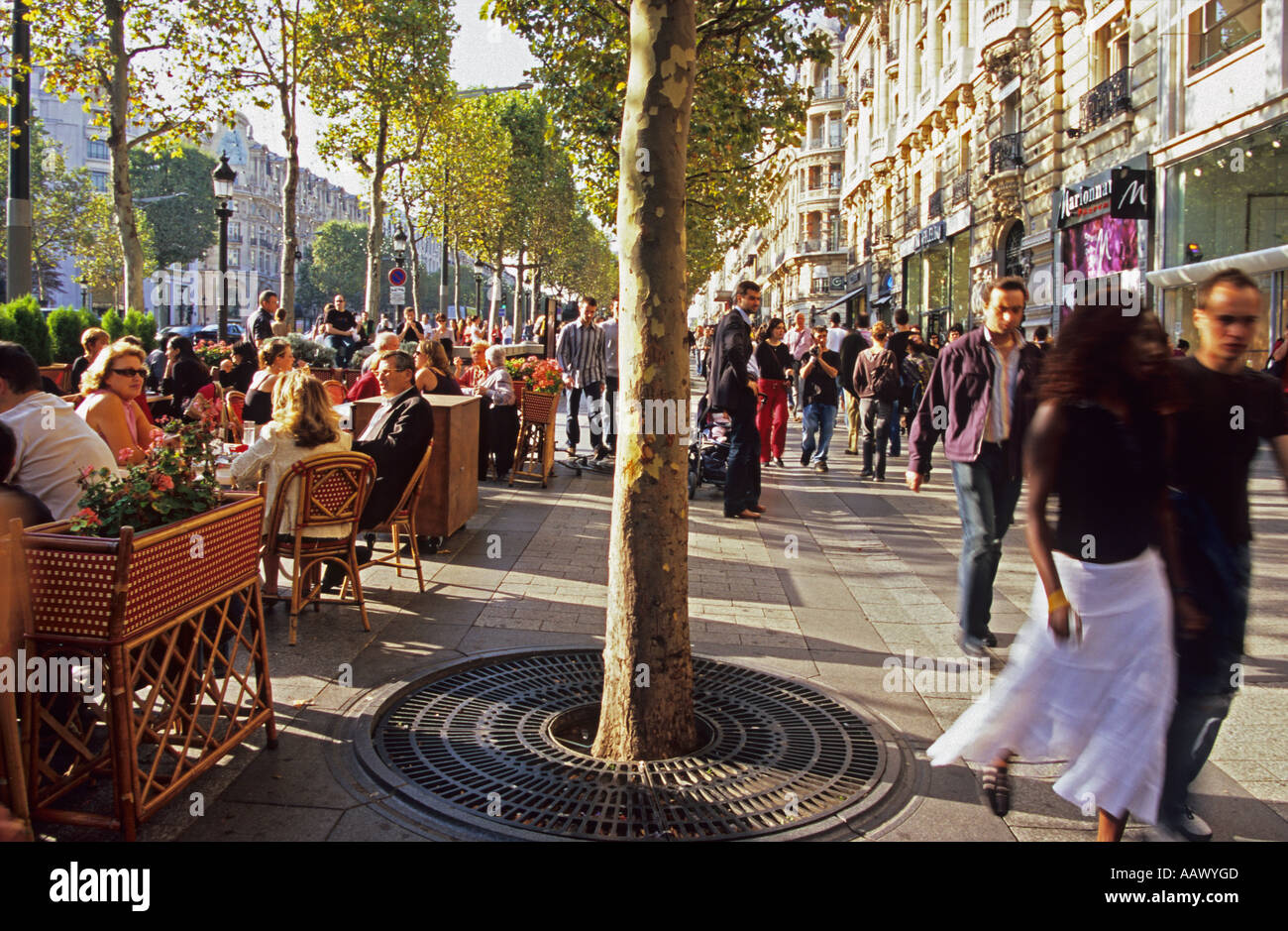 People on the Champs Elysees Paris France Stock Photo - Alamy