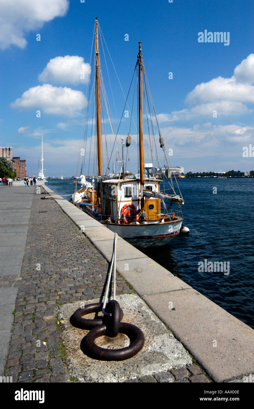 Boat docked on Copenhagen Harbour Denmark Stock Photo - Alamy