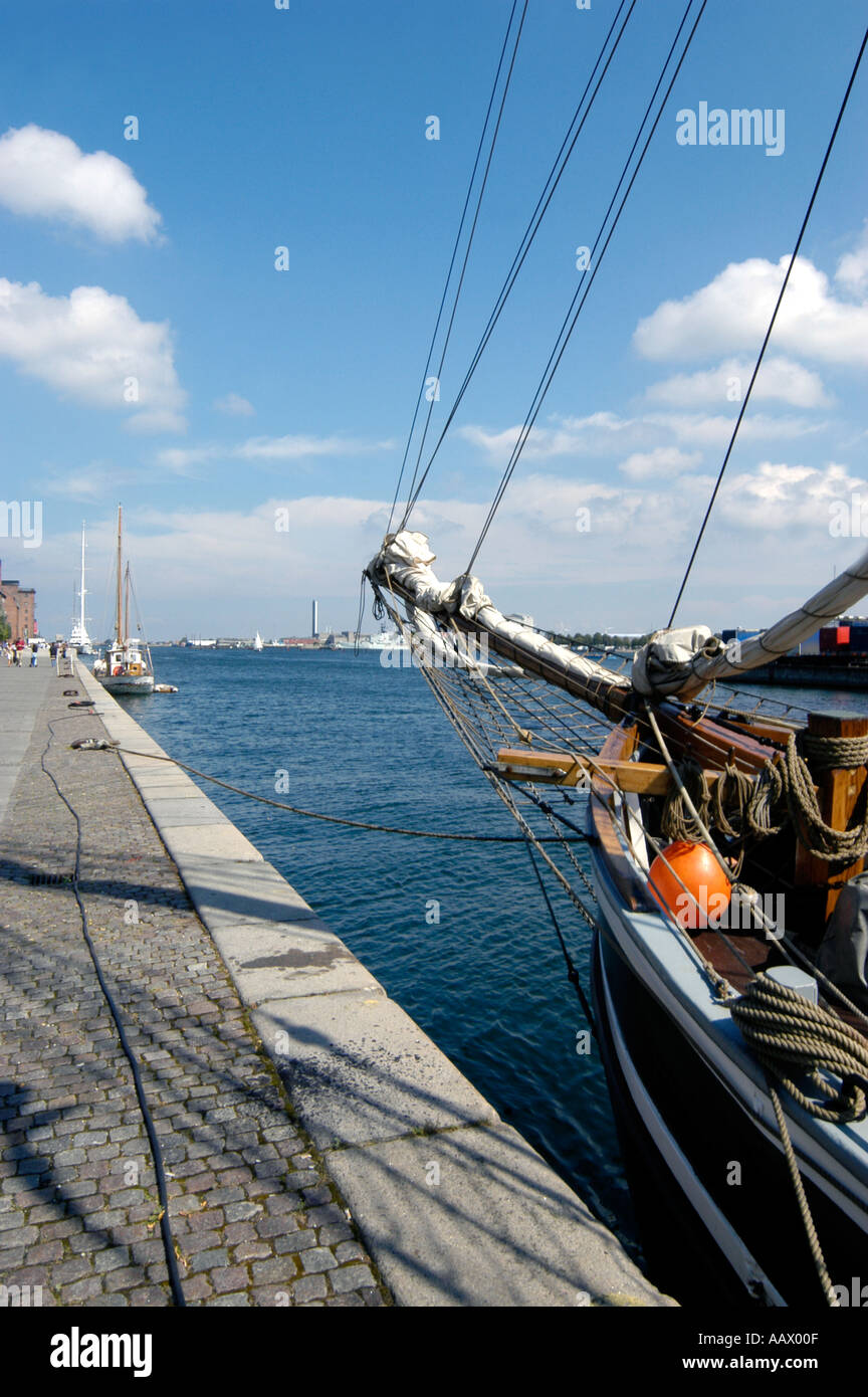 Boat docked on Copenhagen Harbour Denmark Stock Photo - Alamy