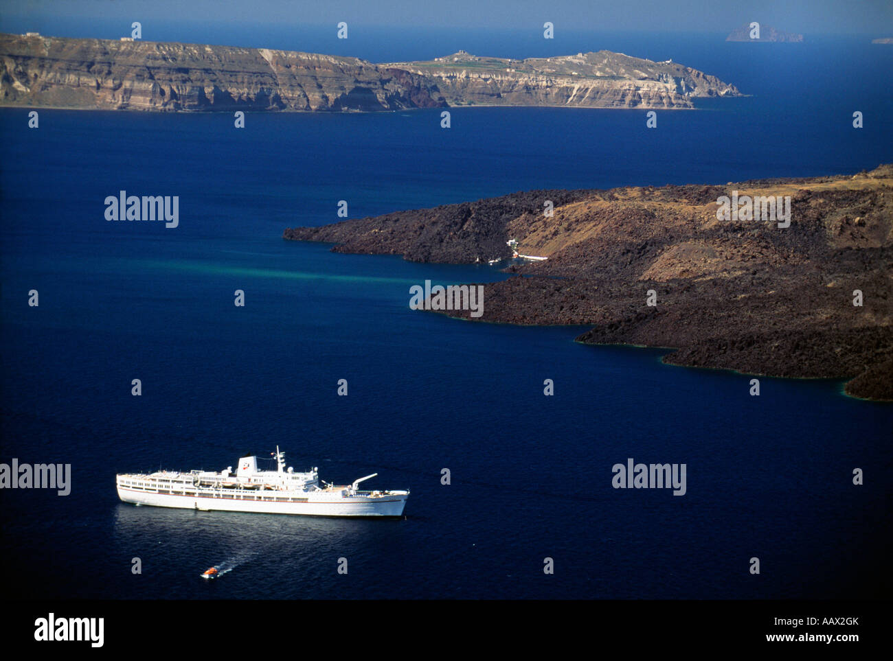 Cruise ship near Santorini Cyclades Islands Greece Stock Photo - Alamy