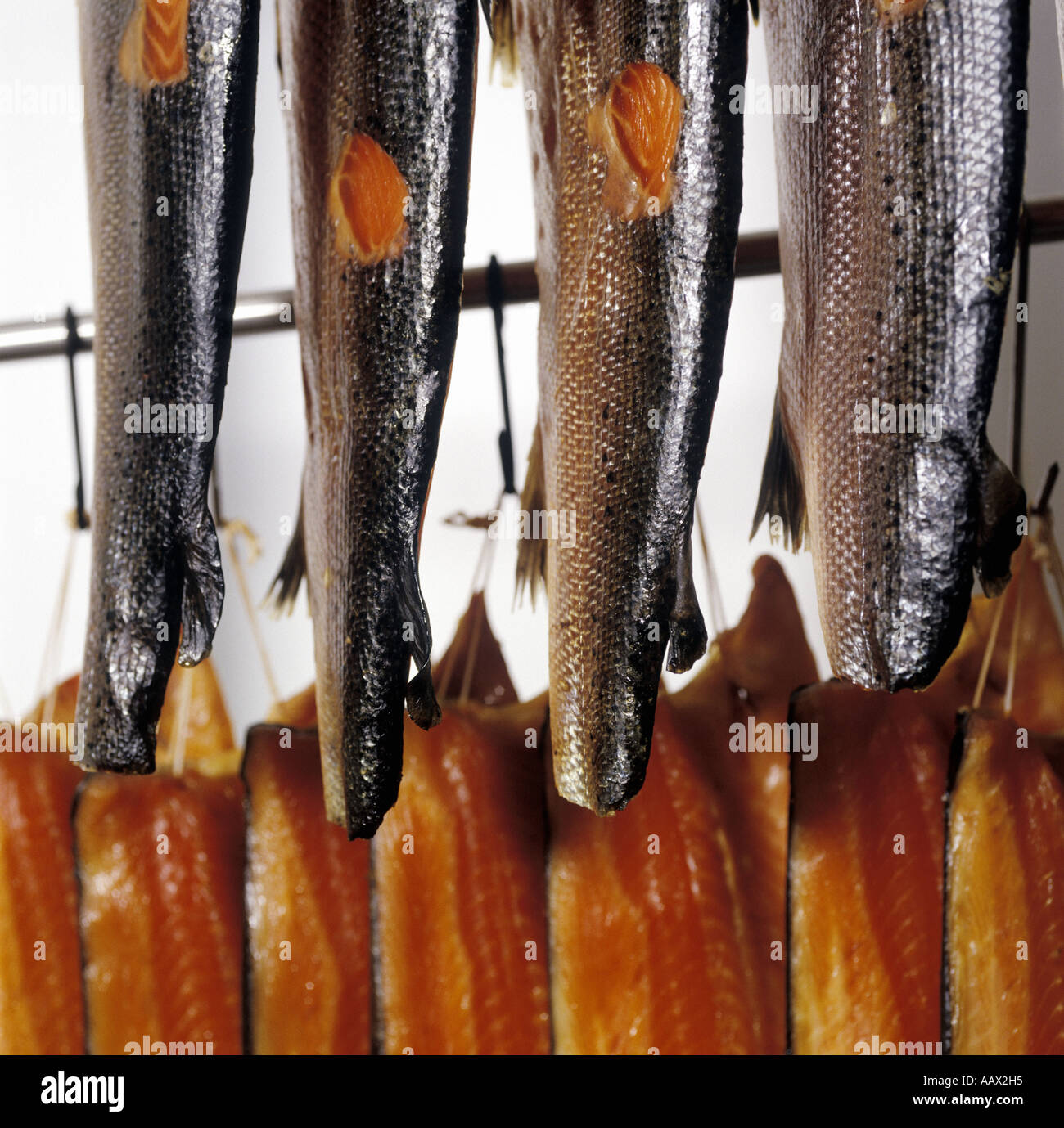 hanging smoked salmon Stock Photo - Alamy