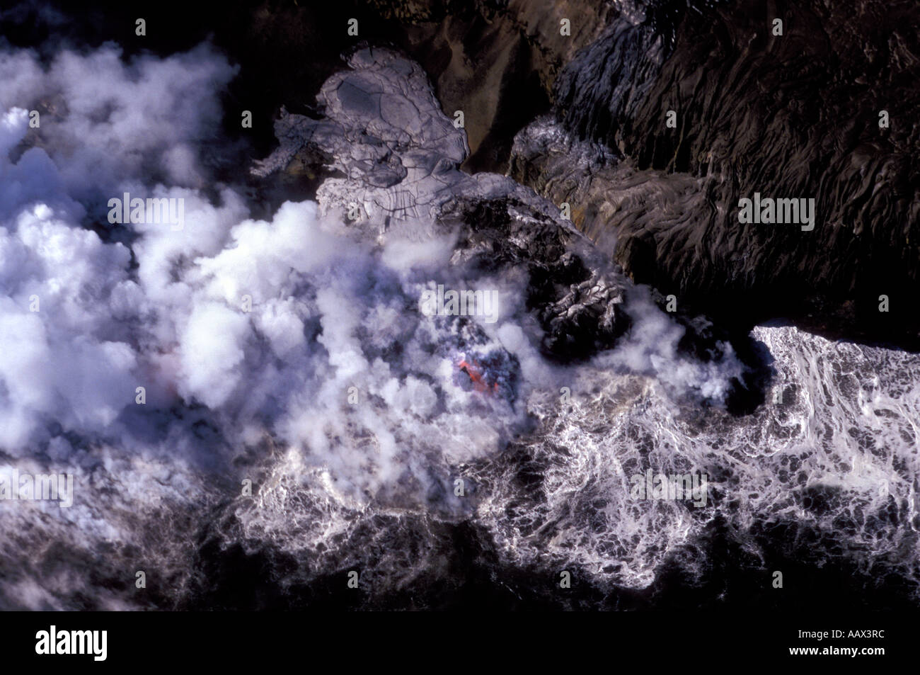 PH-56 RED LAVA POURING IN SEA FROM AIR Stock Photo - Alamy