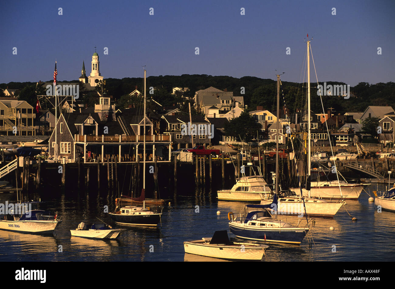Rockport Maine with boat filled harbor Stock Photo - Alamy
