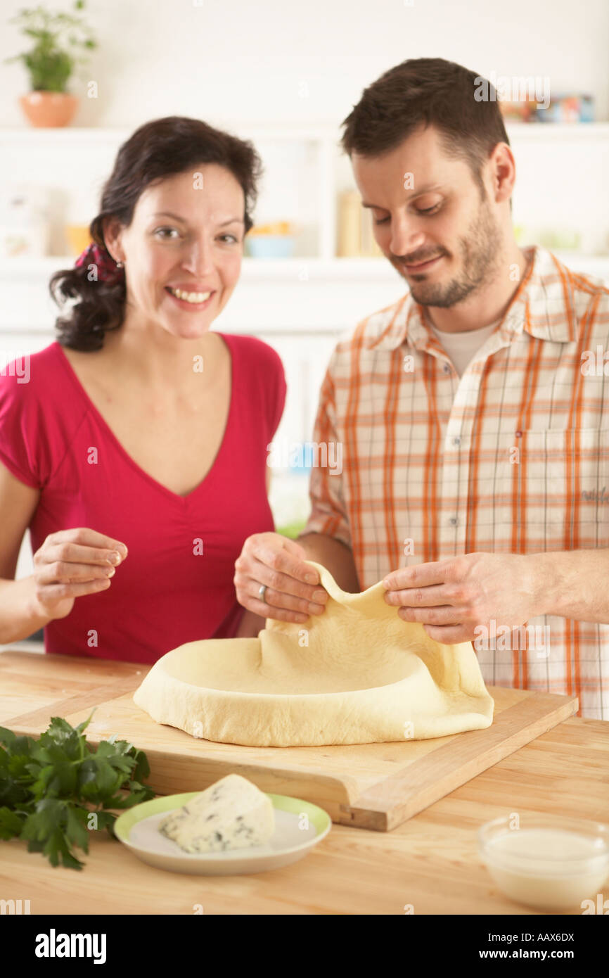 Two men preparing pies hi-res stock photography and images - Alamy