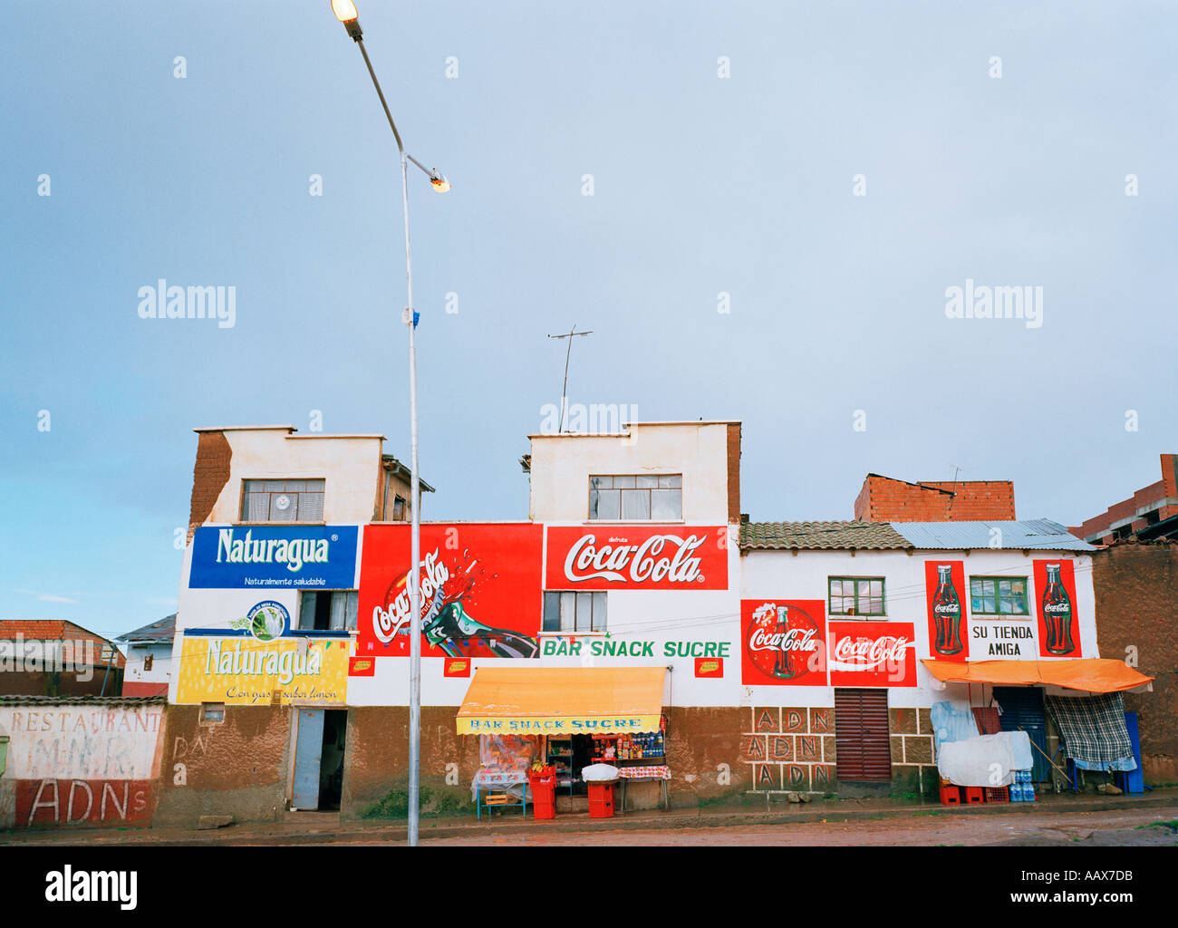 Street scene of shops and advertising in the Sacred Valley in the ...