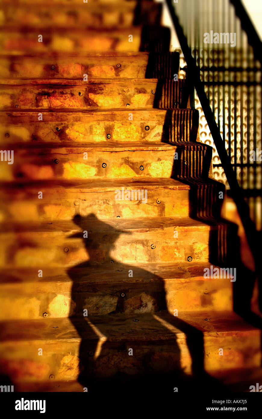 shadow of woman with hat on steps Stock Photo - Alamy