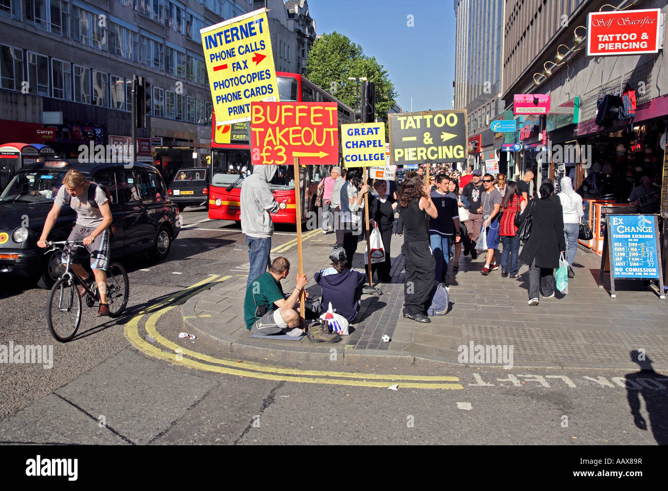 street signs advertising shops in London's Oxford Street Stock Photo ...