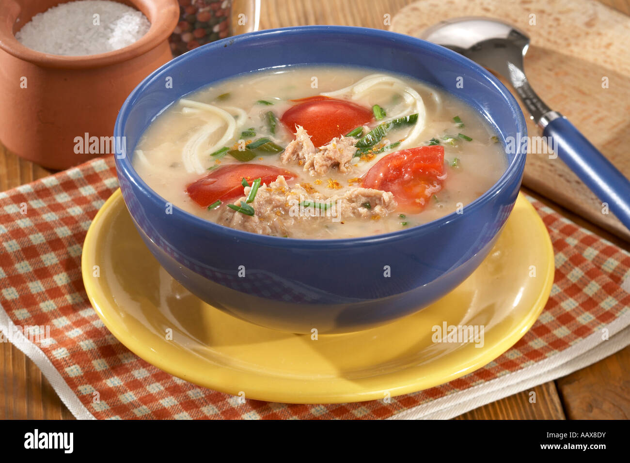 Tuna Soup with Spaghetti Stock Photo - Alamy