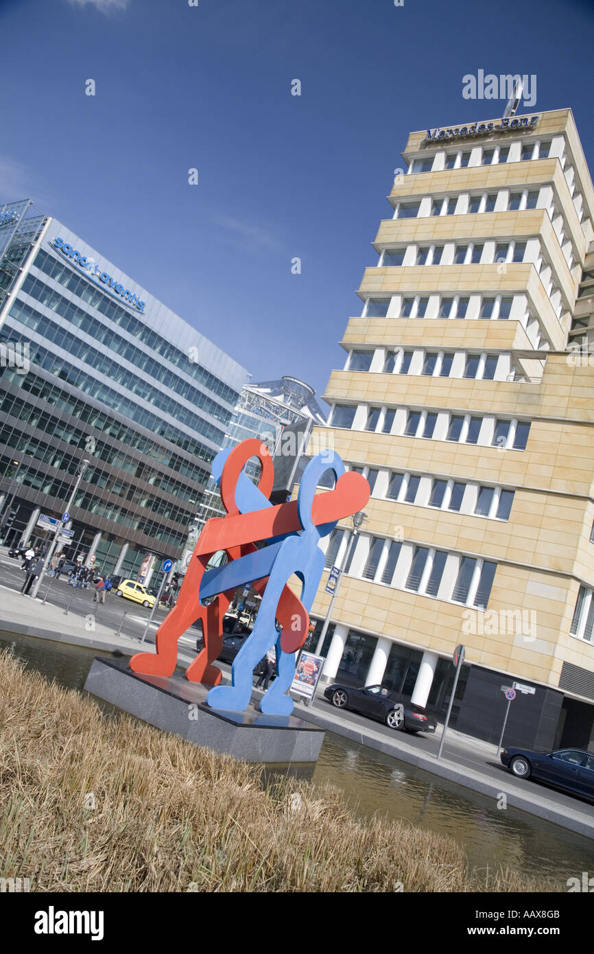 Keith Haring 'The Boxers', Potsdamer Platz, Berlin, Germany Stock Photo ...