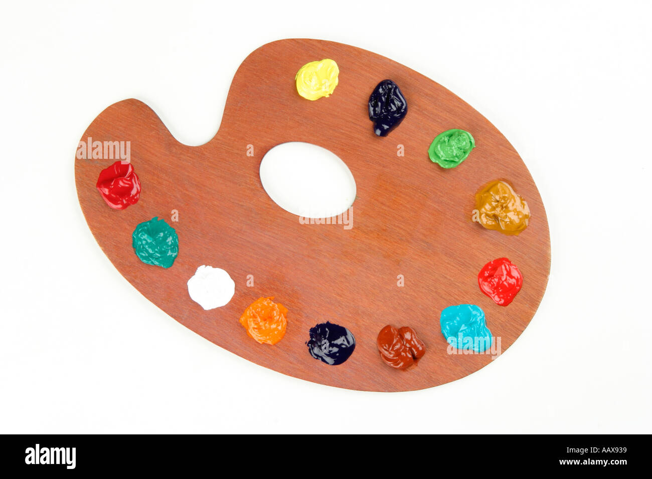 Artists palette dabs oil paint Cut Out Stock Images & Pictures - Alamy