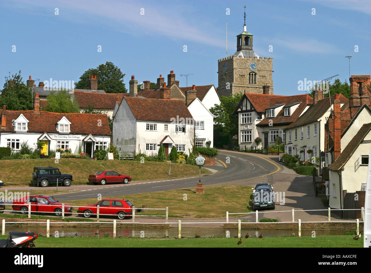 The Village Green and Church Finchingfield Essex GB UK Stock Photo - Alamy