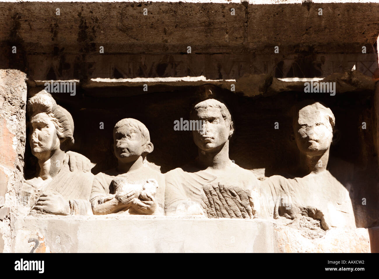 Remains of ancient roman sculpture decorating building in former Jewish ...