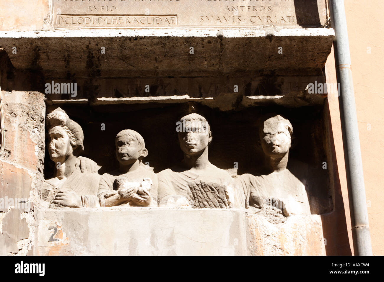 Remains of ancient roman sculpture decorating building in former Jewish ...