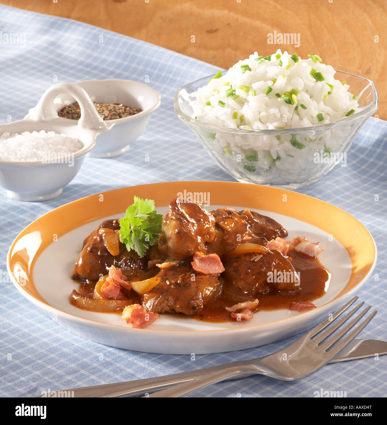 Chicken Liver with Rice Stock Photo - Alamy