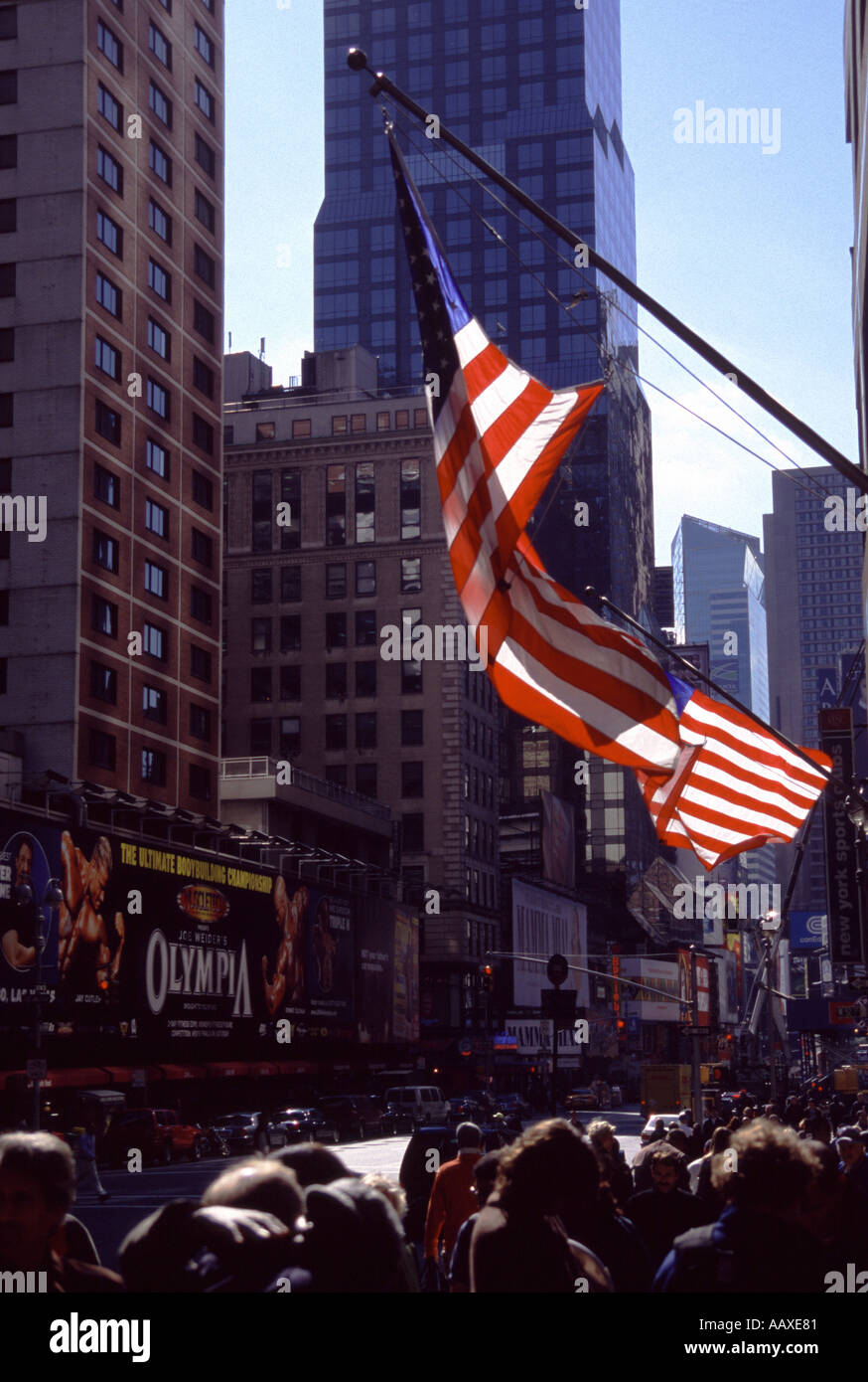 American flag blowing in New York City Stock Photo - Alamy