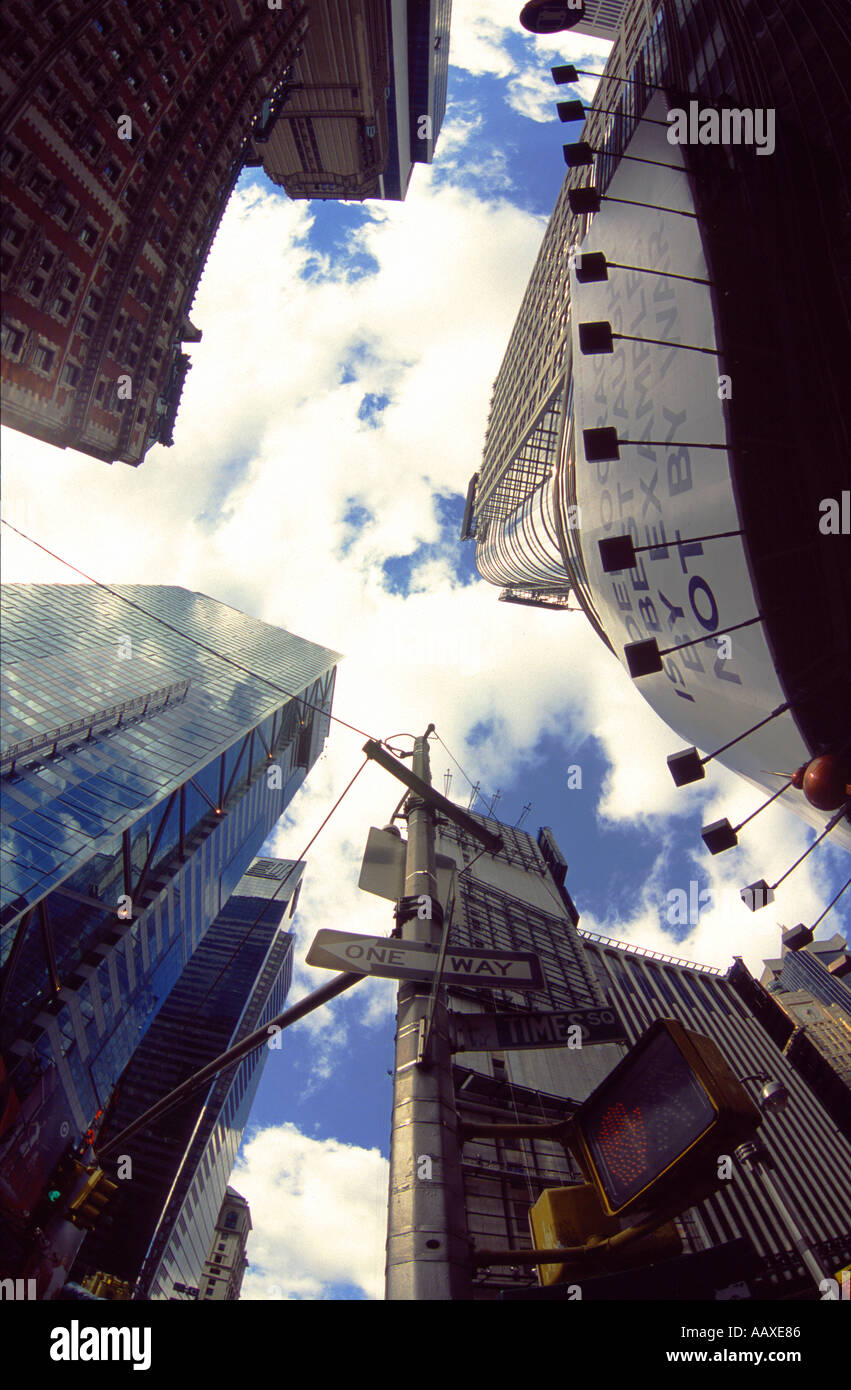 Low angel view of buldings in Time Square New York USA Stock Photo - Alamy