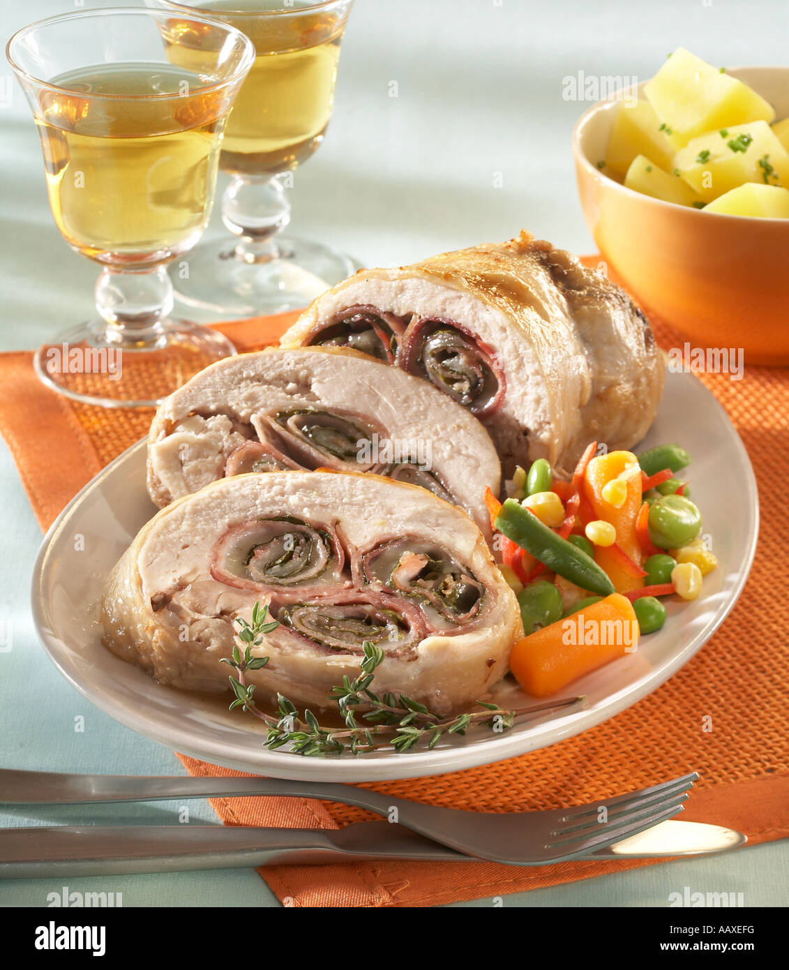Chicken wih Ham Rolls Stock Photo - Alamy