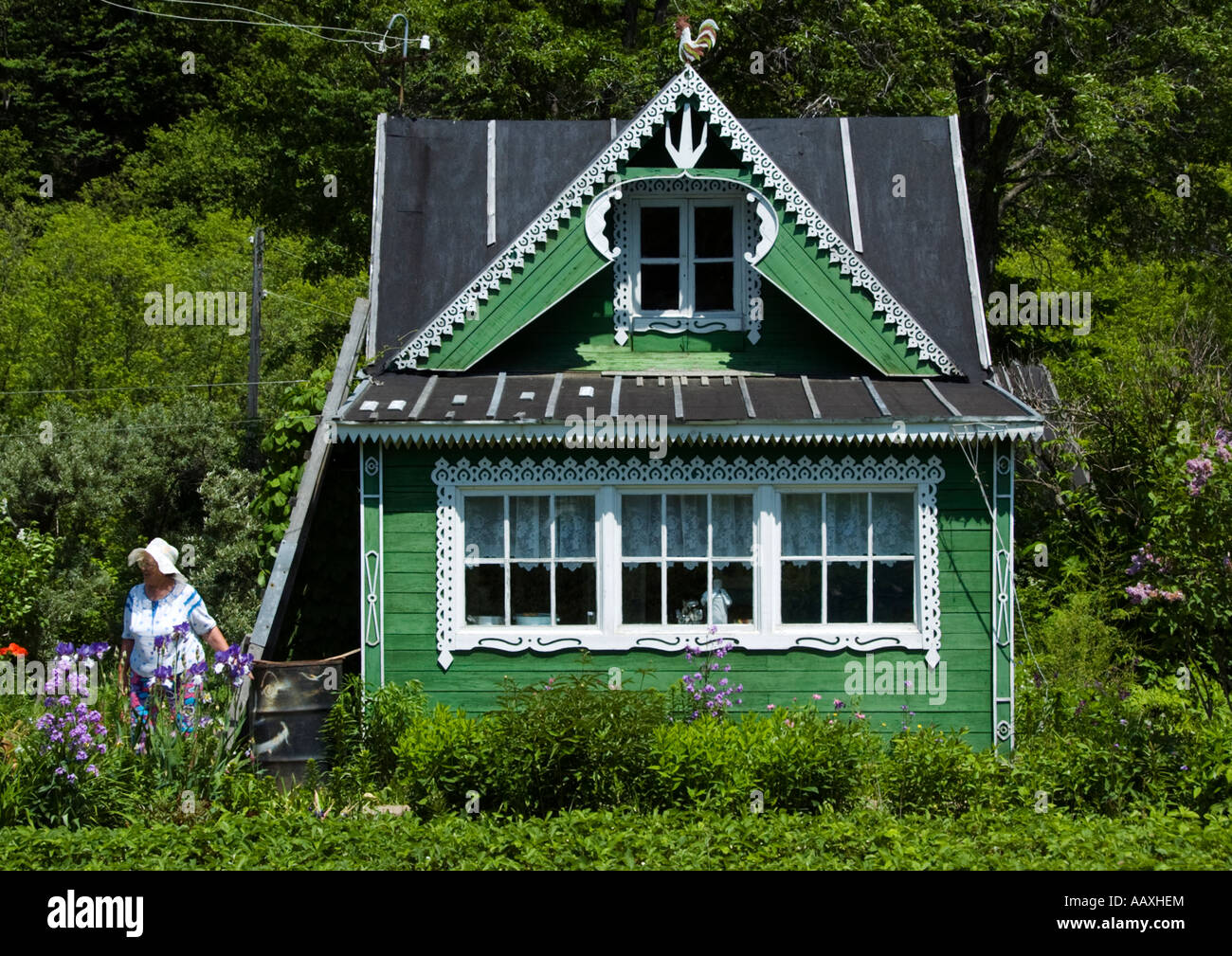 Beautiful wooden dacha cottage in rural Sakhalin Island Russia Stock ...