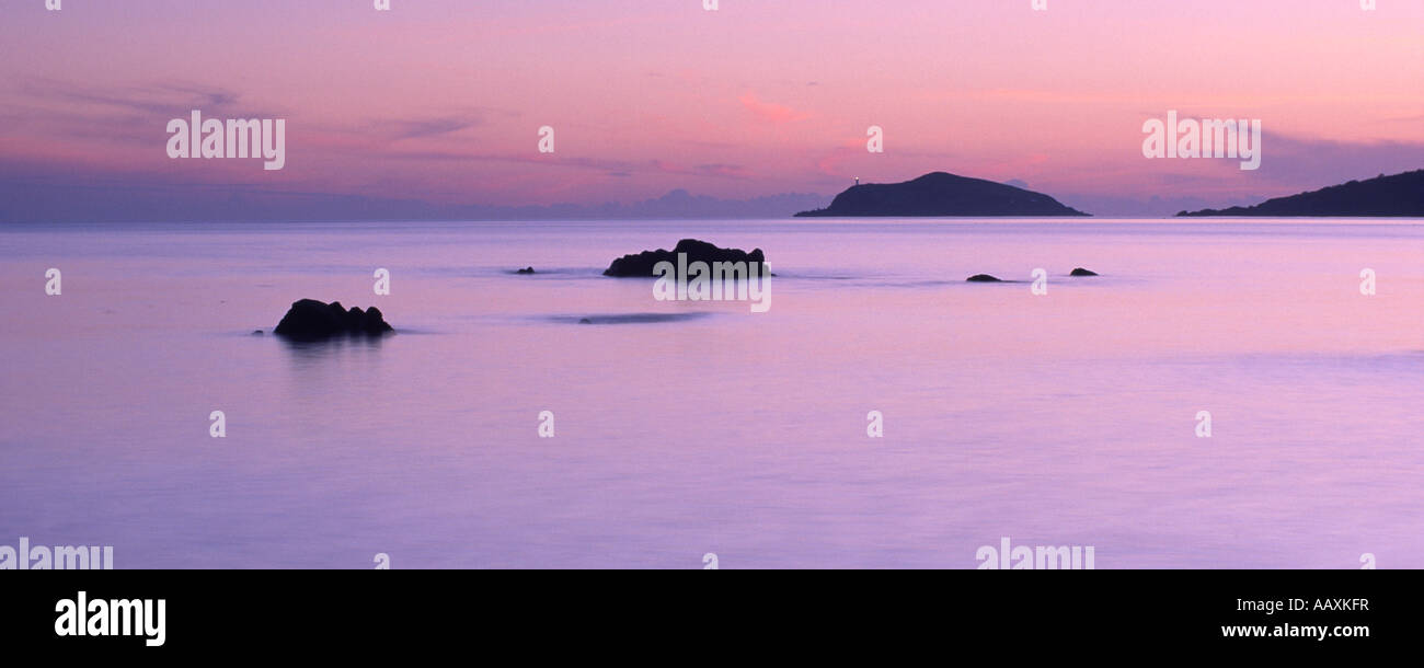 A moody seascape near sunset looking out across Solway Firth to ...