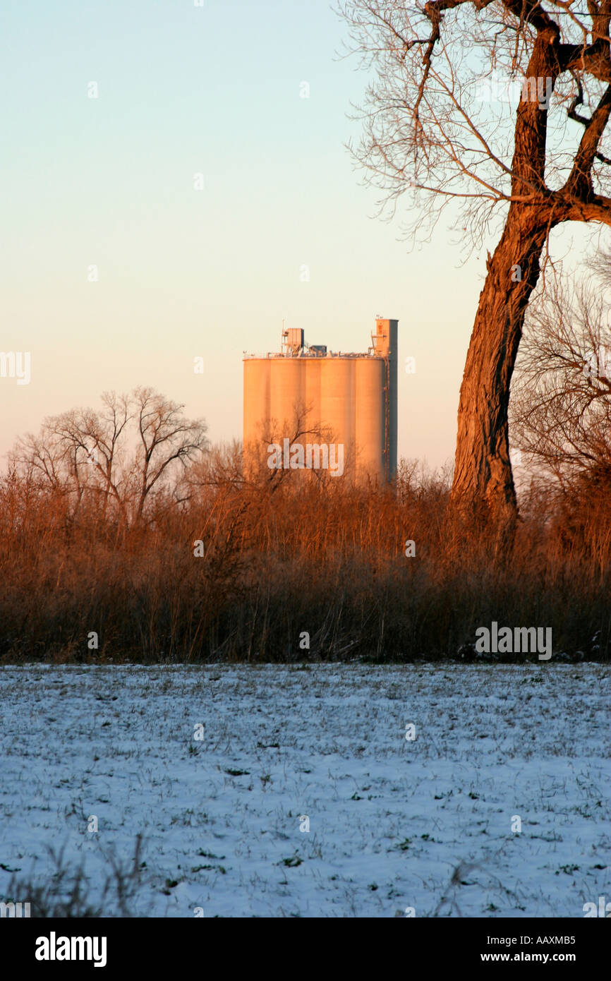 Grain Elevator at Sunset Stock Photo - Alamy