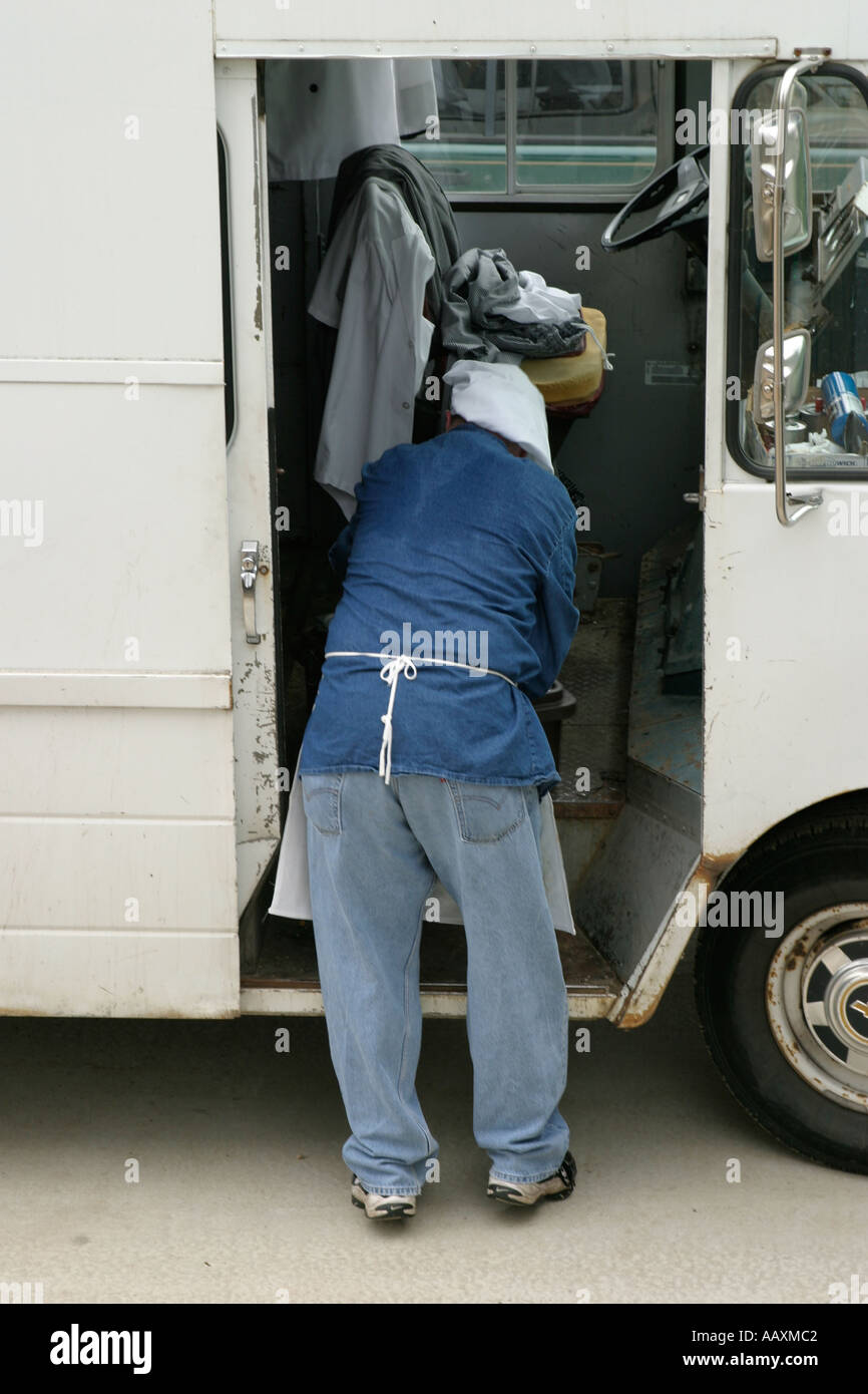 Catering Chef with Truck Stock Photo - Alamy