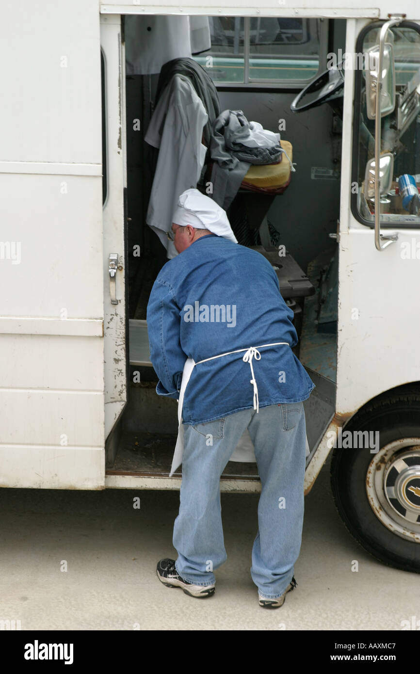 Catering Chef with Truck Stock Photo - Alamy