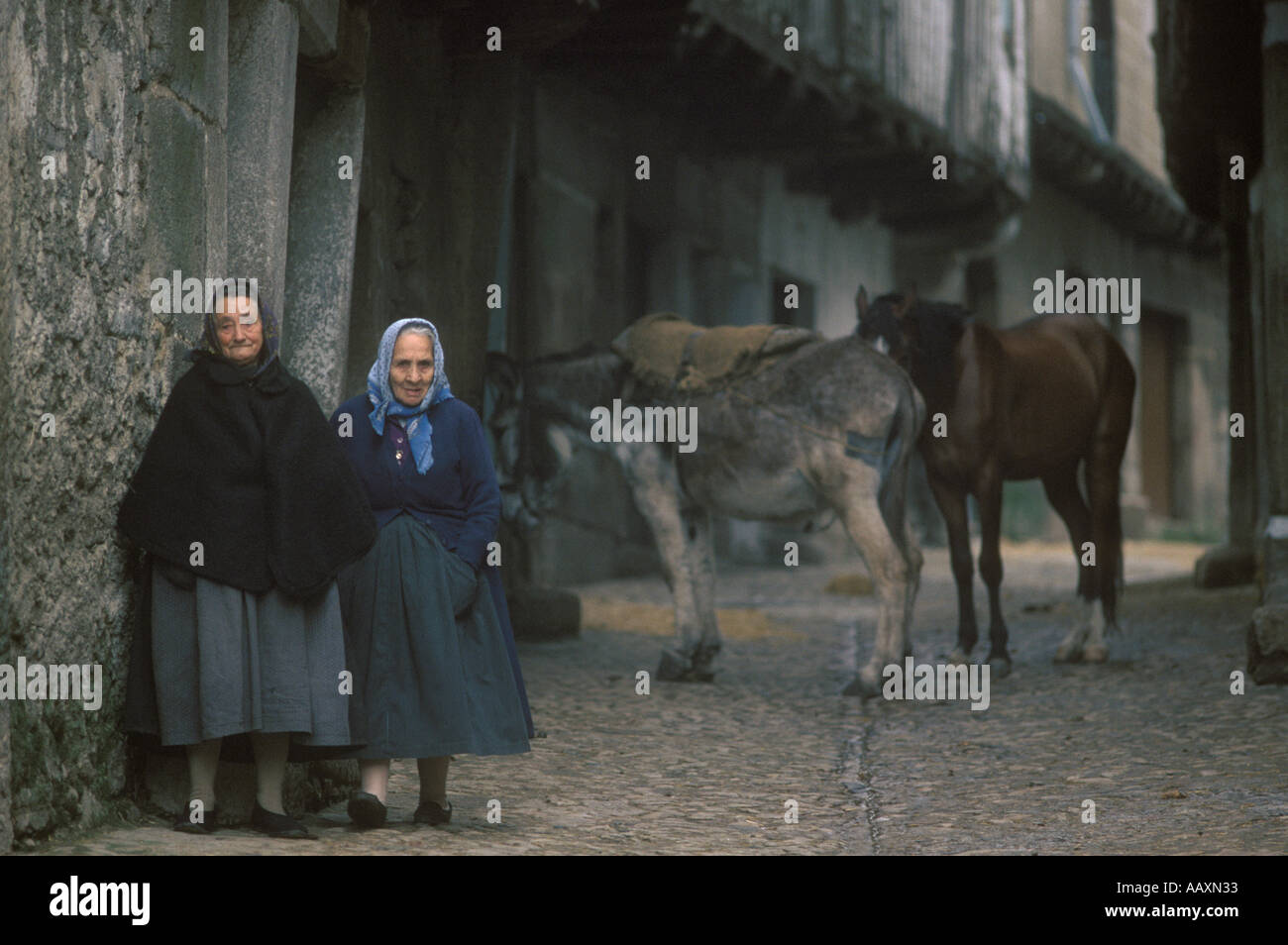 Rural poverty in Europe. 1990s Spain, La Alberca, Salamanca Province ...