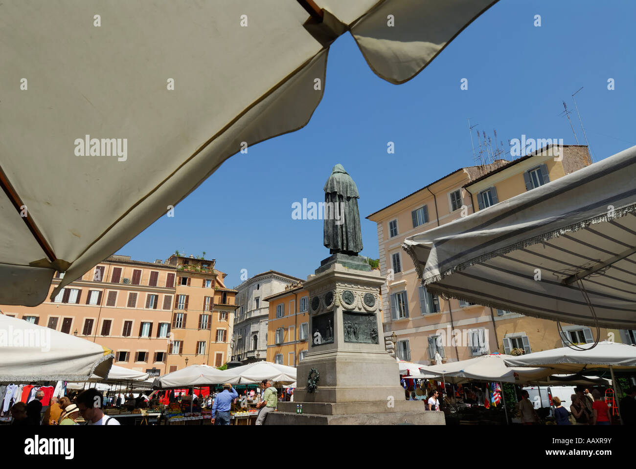 Rome Italy A statue of Giordano Bruno overlooks the pretty square of ...