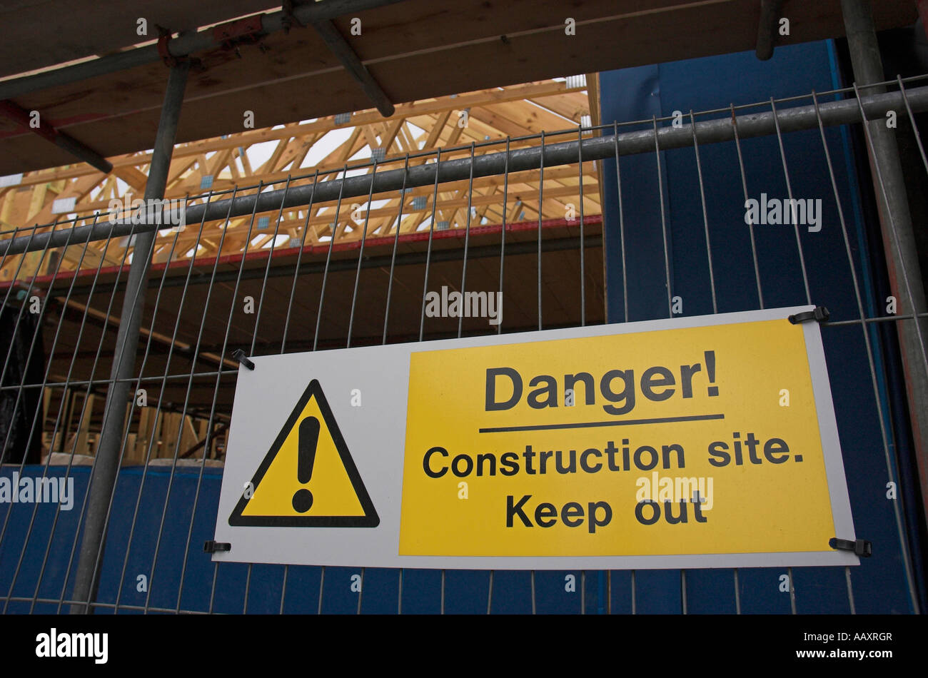 Danger warning sign at construction site Stock Photo - Alamy