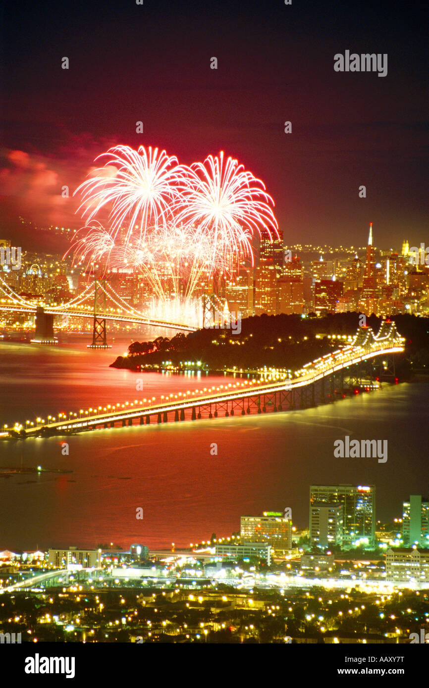 fireworks over San Francisco during the Fourth of July celebration in ...