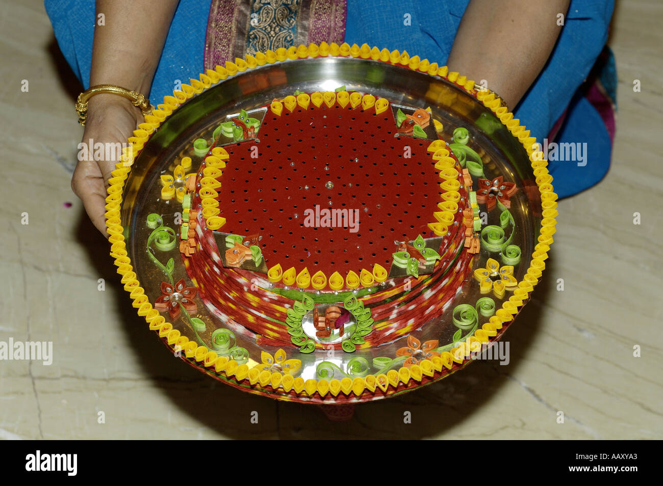 Indian wedding ceremony decorated plate, India Stock Photo - Alamy
