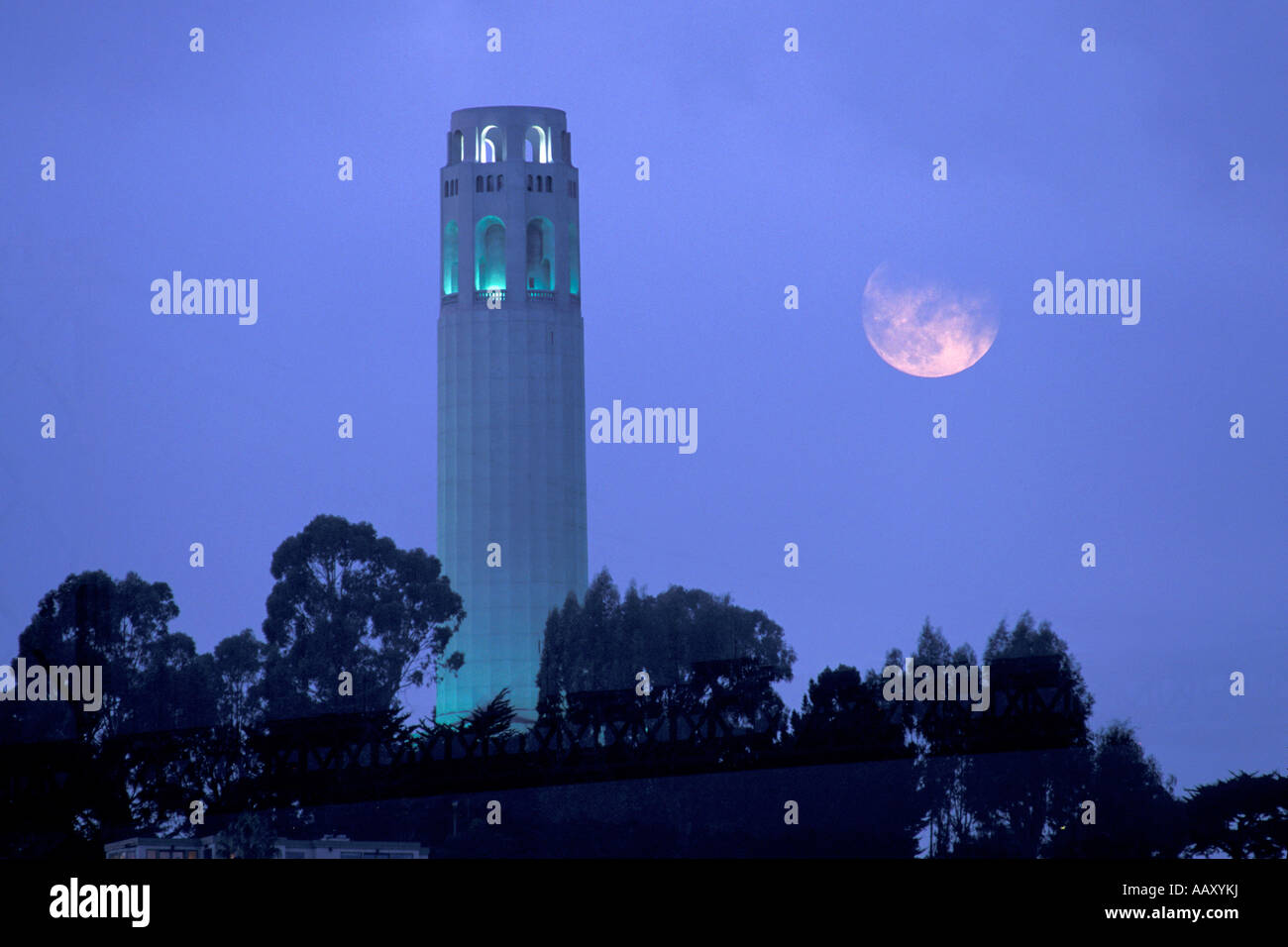 Coit Tower on Telegraph Hill in San Francisco showing a tourist ...