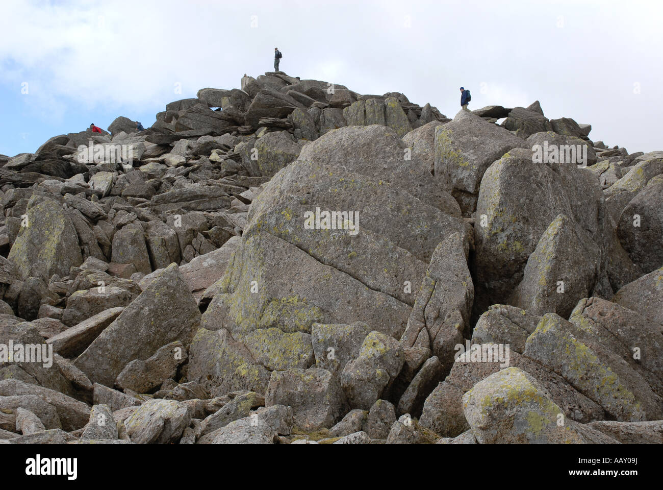 Walkers on Summit of Glyders, Snowdonia, North Wales Stock Photo - Alamy