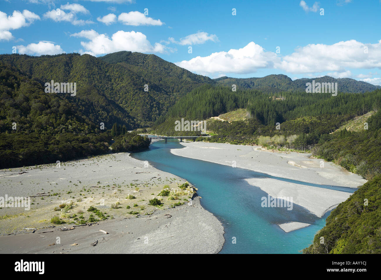 Motu river gorge and bridge east cape Stock Photo - Alamy