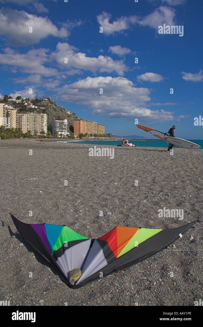 Europe Spain Andalucia Almunecar beach kite Stock Photo - Alamy