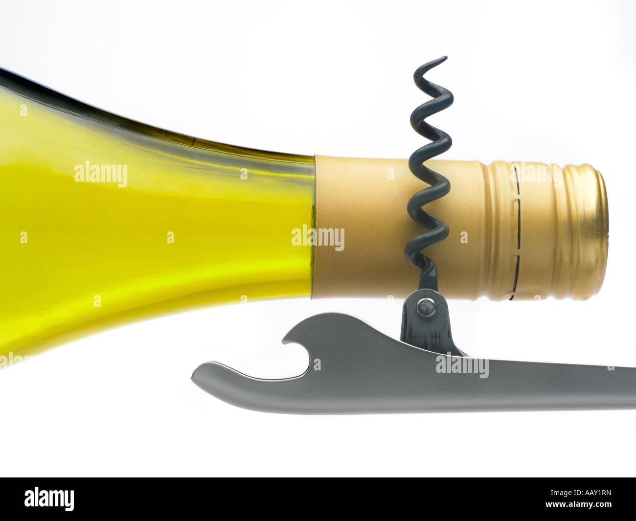 screwtop bottle of wine and corkscrew Stock Photo - Alamy