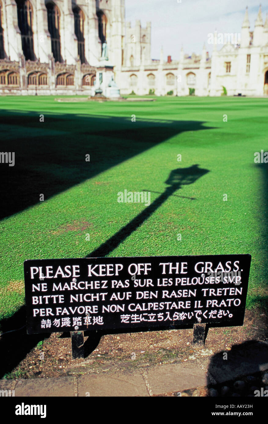 Cambridge kings college chapel and grounds - Keep off the grass Stock ...