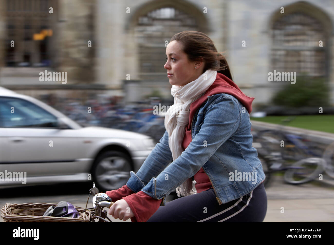 Student on bike in Cambridge Stock Photo - Alamy