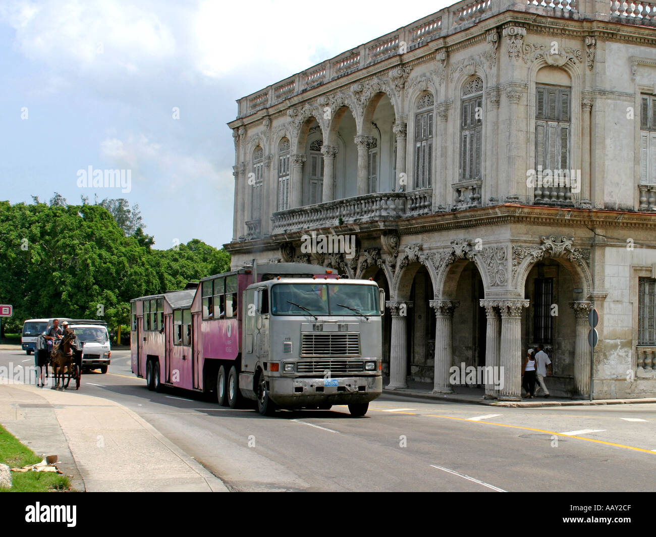 One of the famous camel buses in the Cuban capital Havana Stock Photo ...