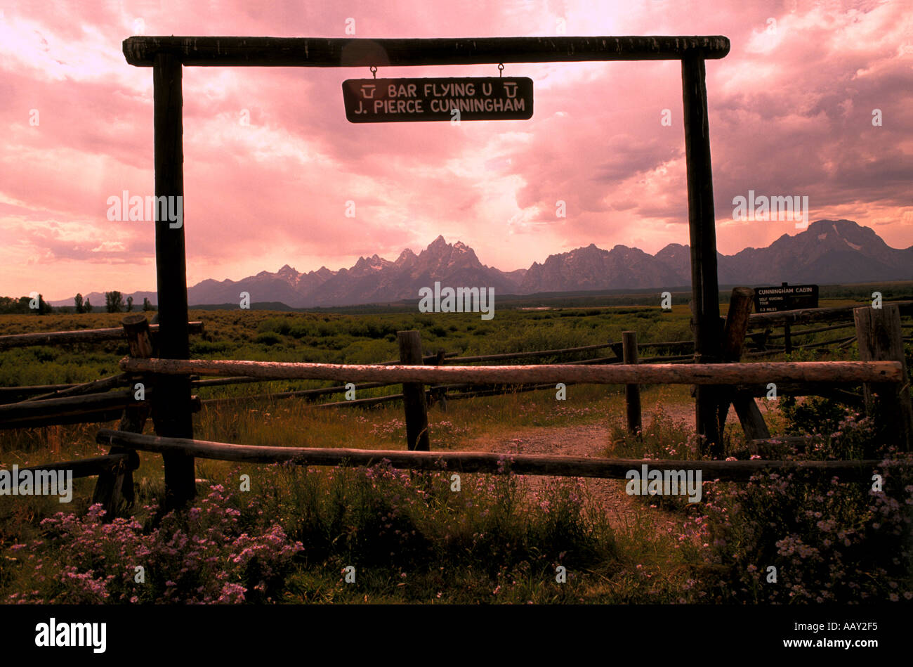 J Pierce Cunningham Ranch in the Grand Tetons National Park at Dusk ...