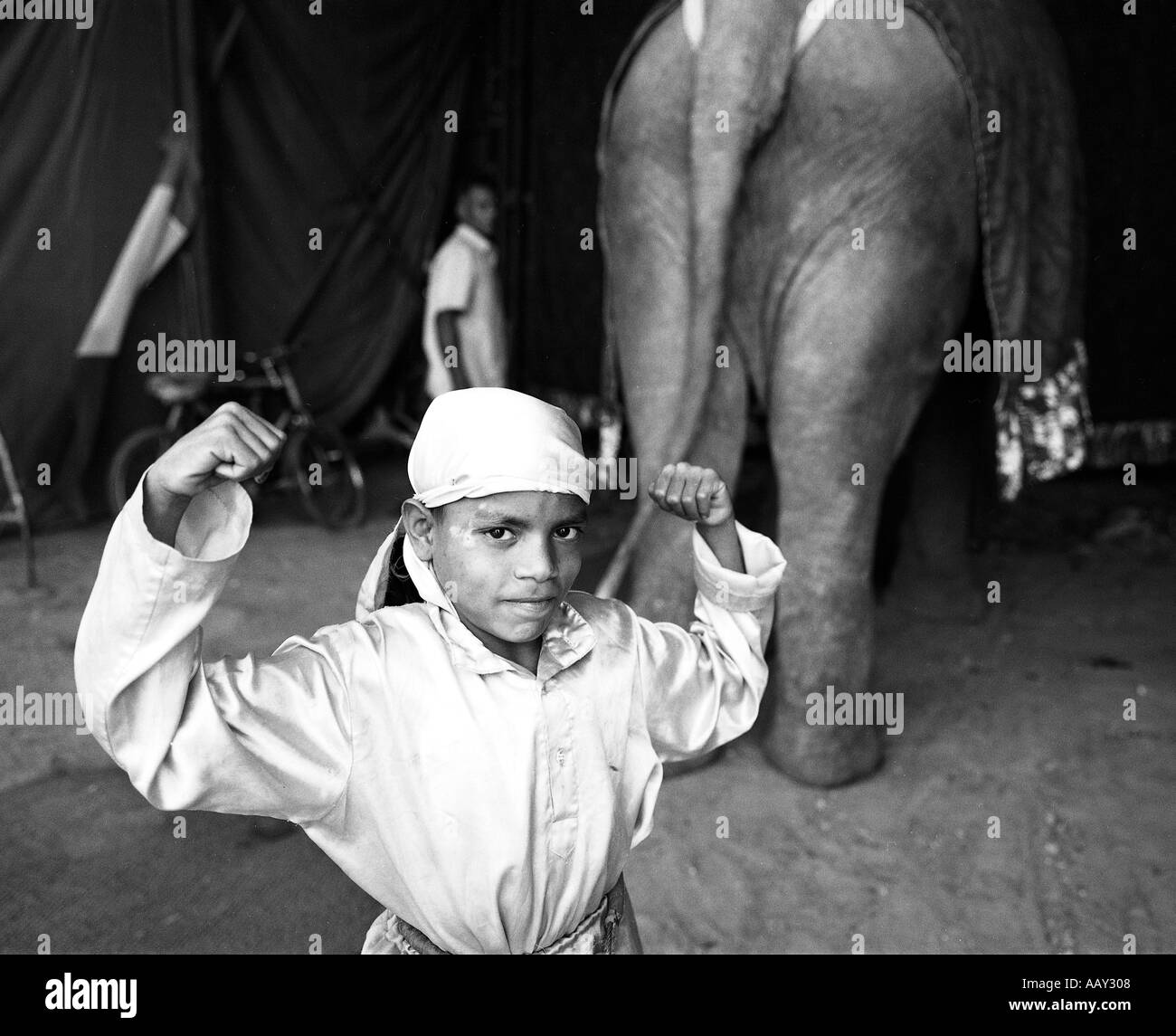 Young artist posing for the camera back stage The Apollo circus artists ...