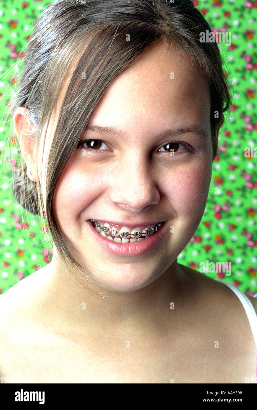 close up portrait of young teenage girl smiling with braces Stock Photo ... close up portrait of young teenage girl smiling with braces Stock Photo ...