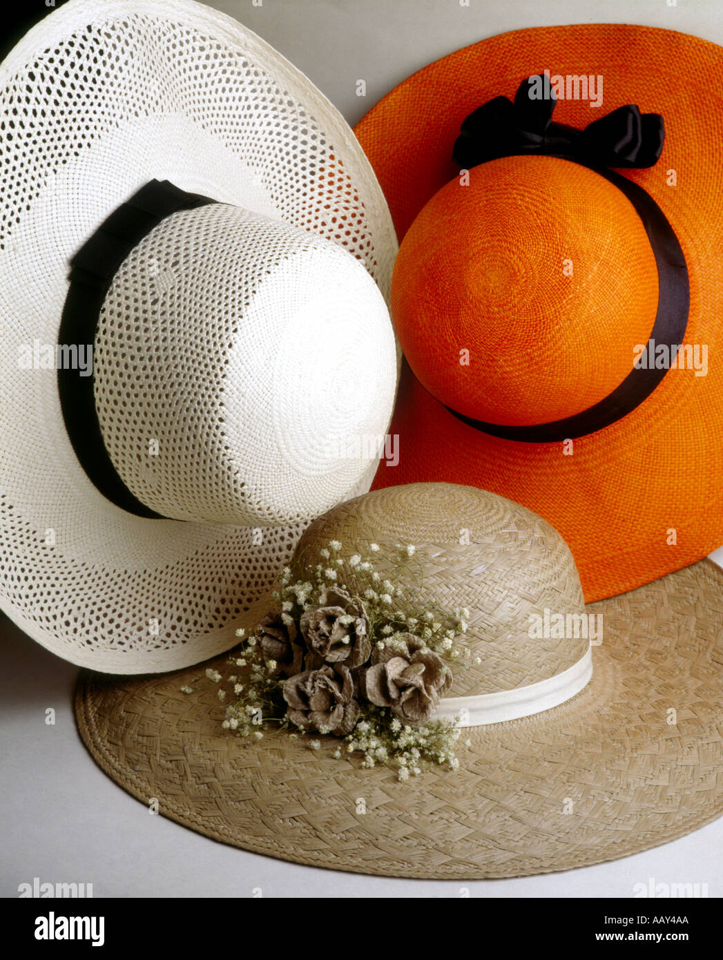 Straw hats women in colors orange white and beige Hand made in Ecuador ...