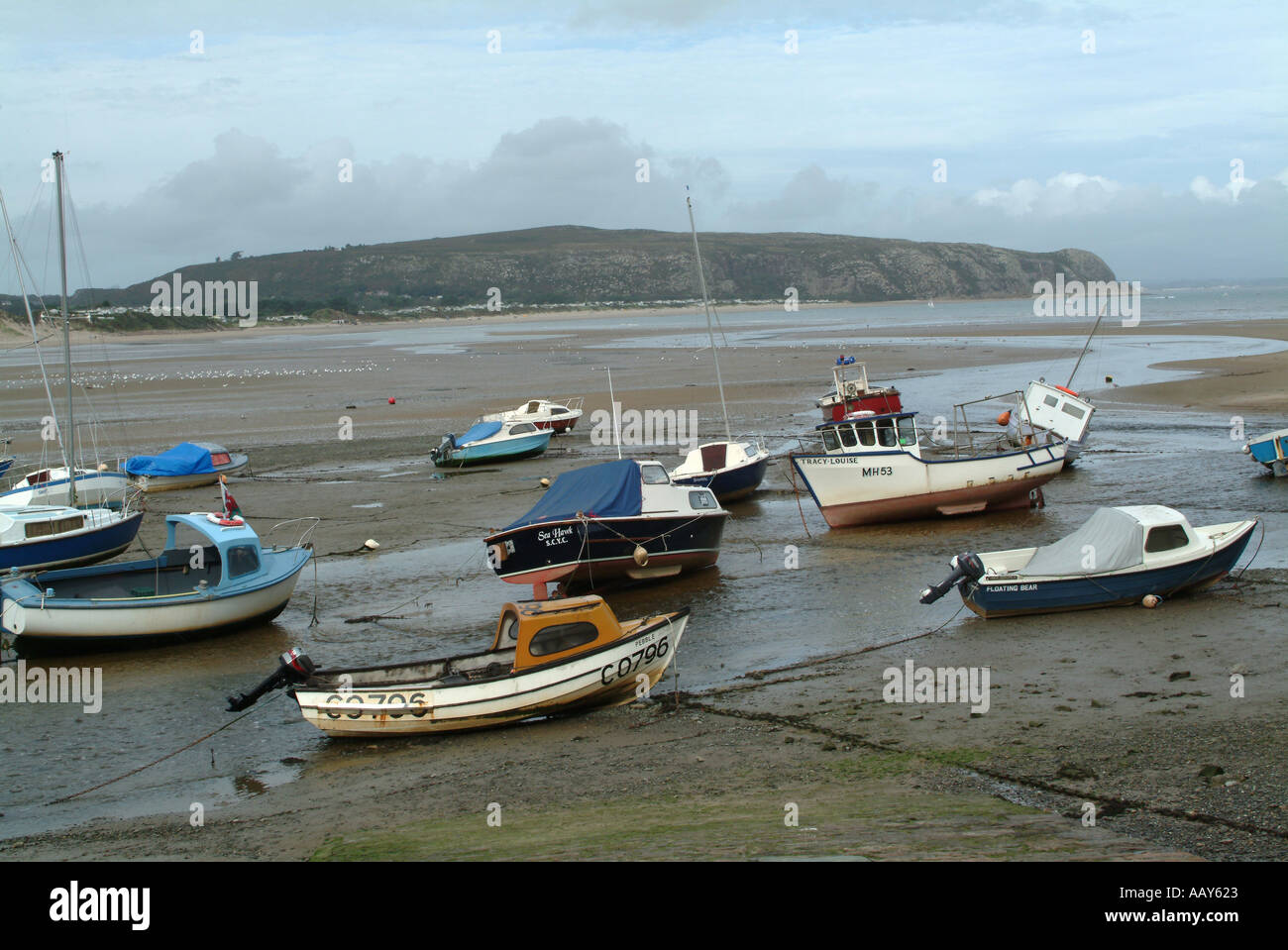 Boats Moored in Bay at Abersoch Wales United Kingdom UK Stock Photo - Alamy