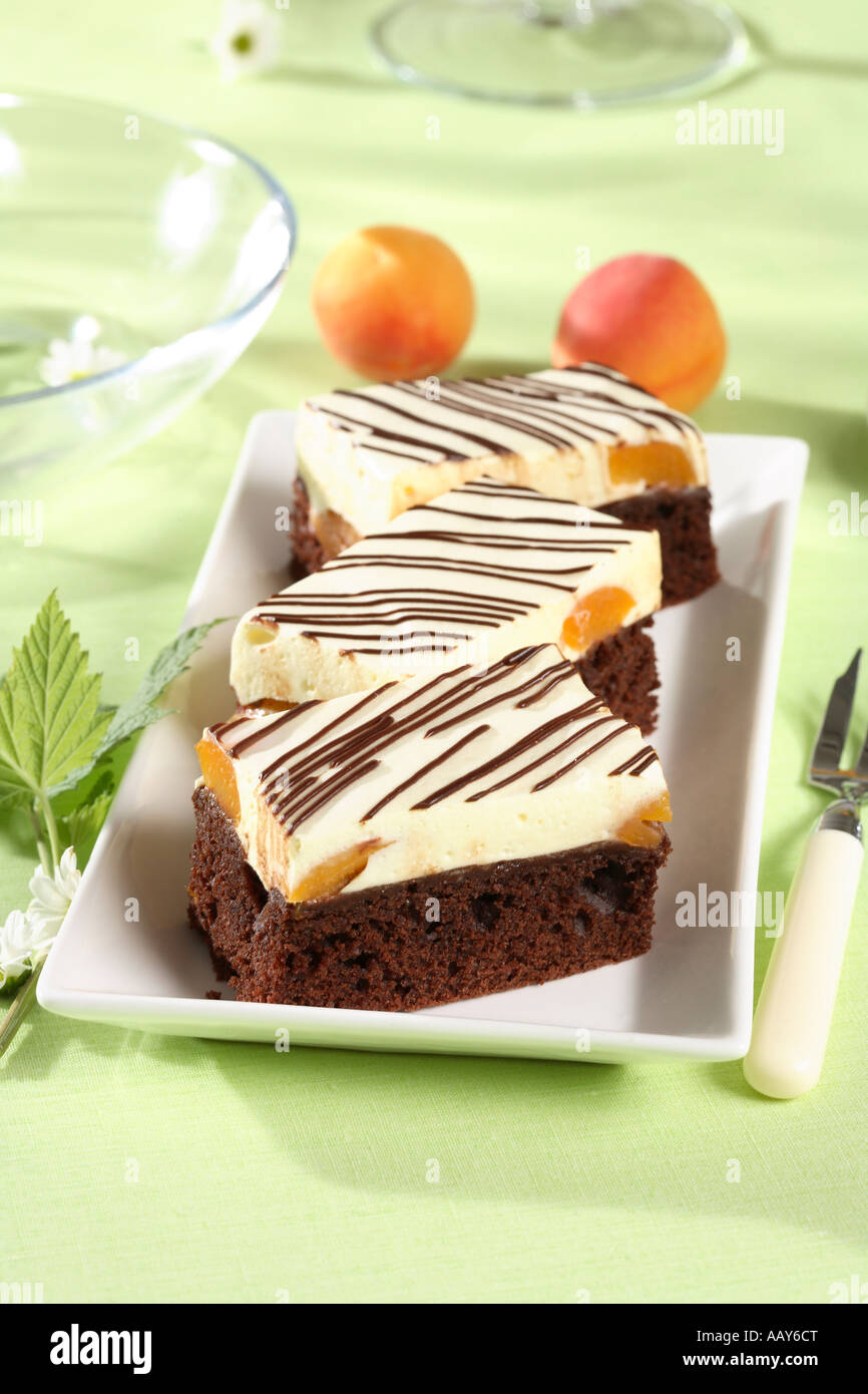 Apricot Fancy Cakes with Custard Stock Photo - Alamy