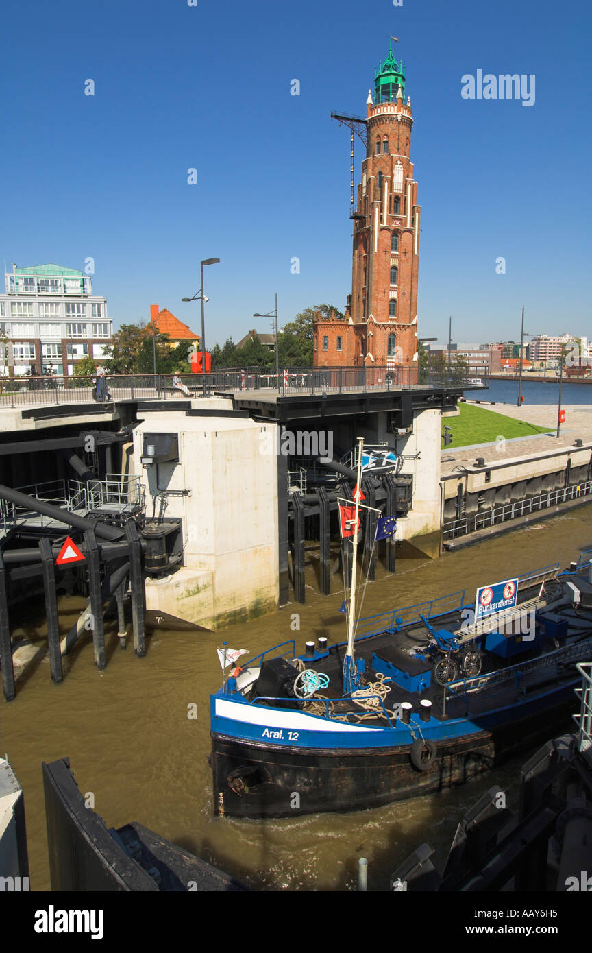 Germany Bremen Bremerhaven lighthouse and lock Stock Photo - Alamy